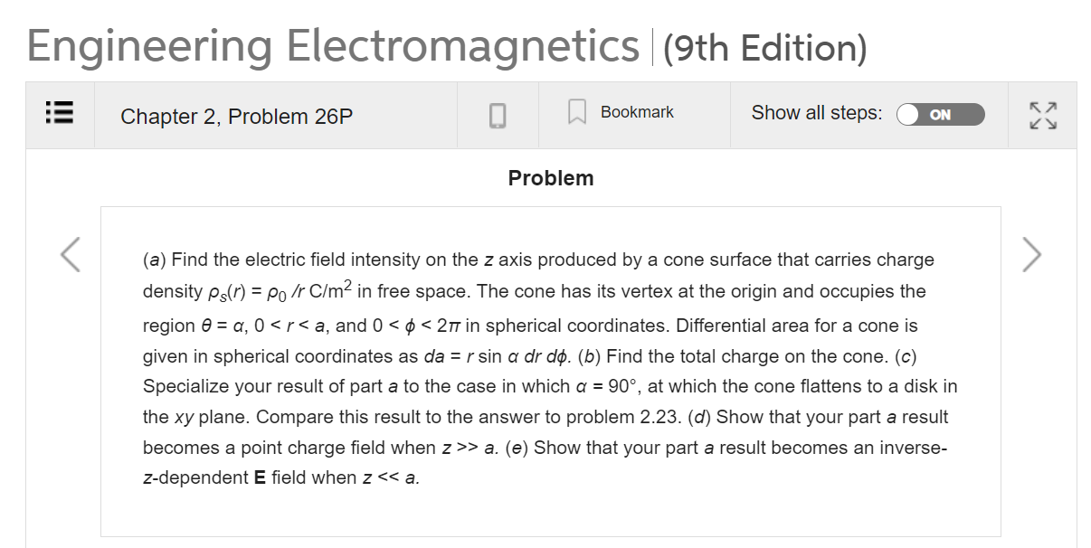 Solved Engineering Electromagnetics (9th Edition) Chapter 2, | Chegg.com
