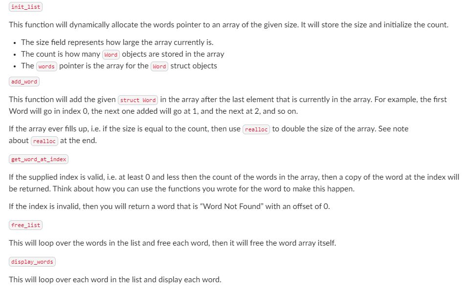 Solved \#ifndef WORD_H \#define WORD_H struct Word \{ char* | Chegg.com