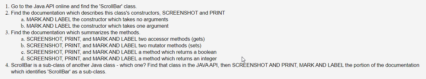 Solved 1 Go To The Java Api Online And Find The Scrollbar 