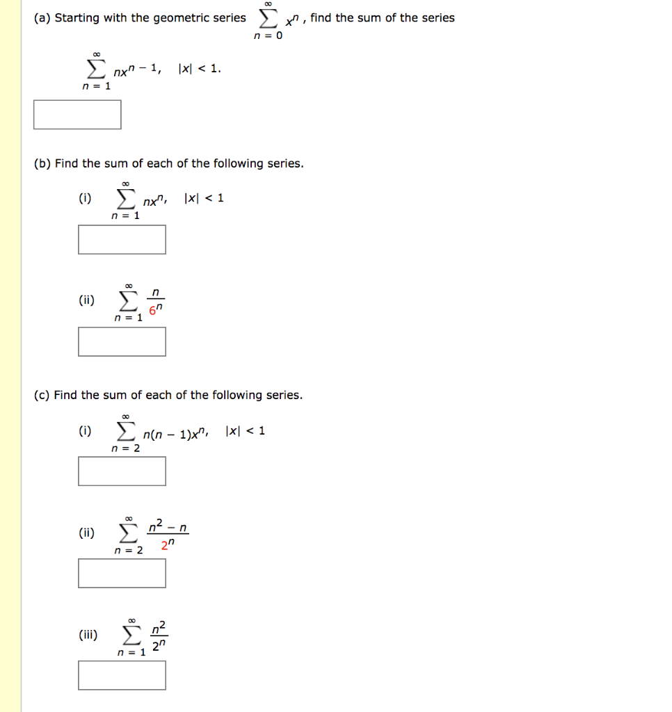 Solved (a) Starting with the geometric series x, find the | Chegg.com