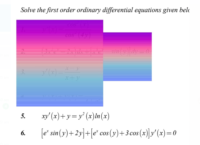 Solved Solve the first order ordinary differential equations | Chegg.com