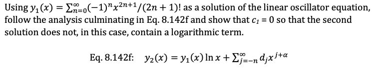 Solved Using yı(x) = {n=(-1)"x2n+1/(2n + 1)! as a solution | Chegg.com