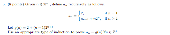 Solved 5 6 Points Given N∈z Define An Recursively As 
