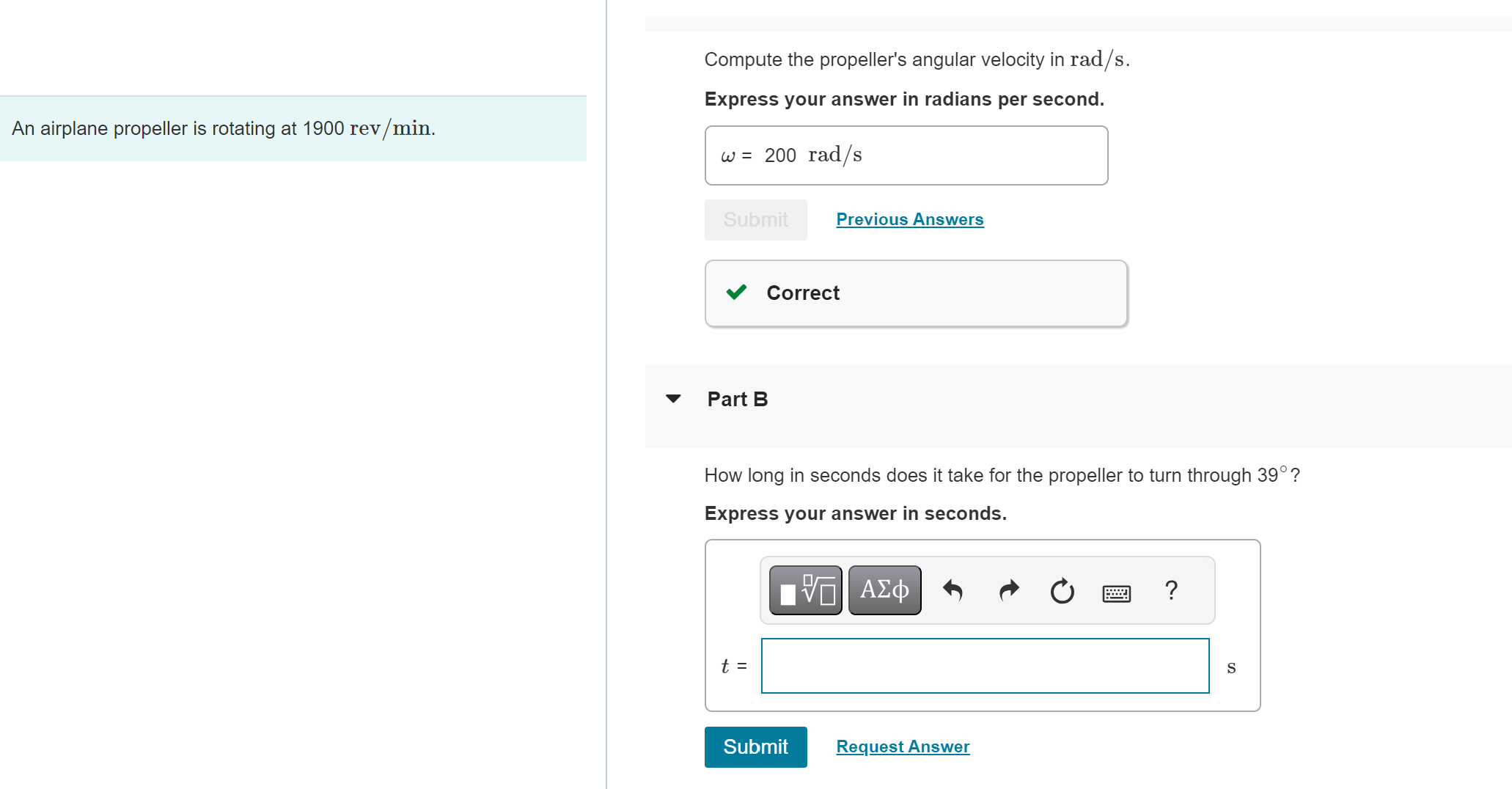 Solved Compute the propeller's angular velocity in | Chegg.com