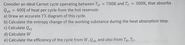 Solved Consider an ideal Carnot cycle operating between | Chegg.com