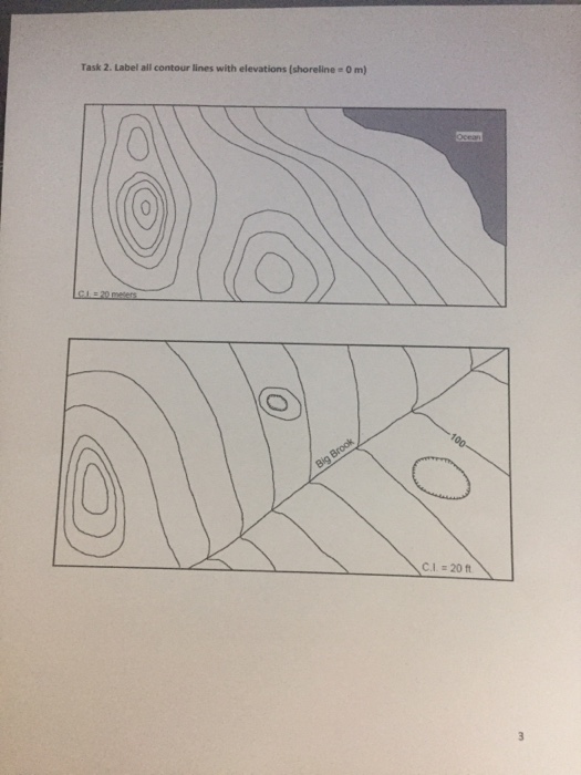 Solved Task 2. Label all contour lines with elevations | Chegg.com