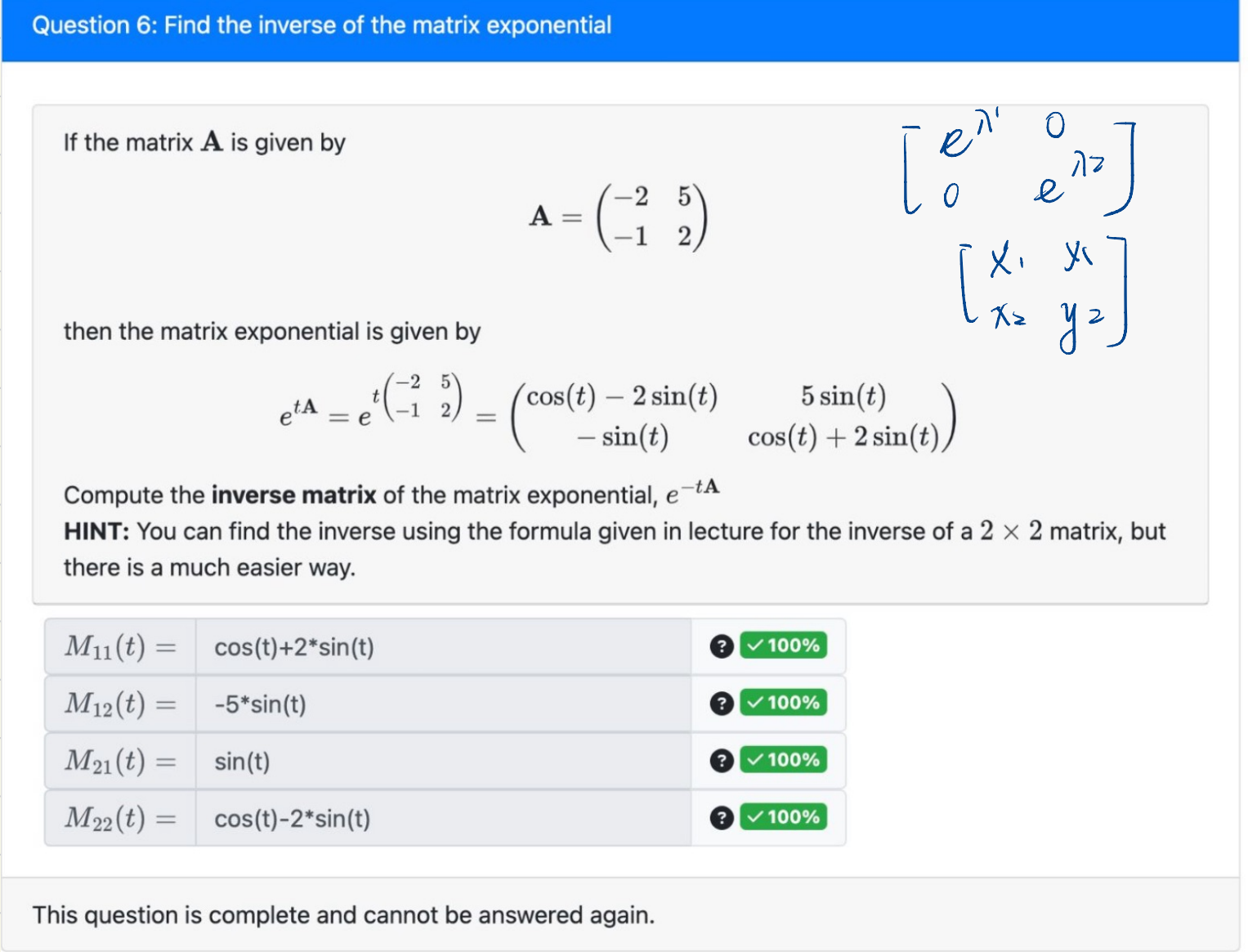 Solved If the matrix A is given bythen the matrix | Chegg.com Solved If the matrix A is given bythen the matrix | Chegg.com
