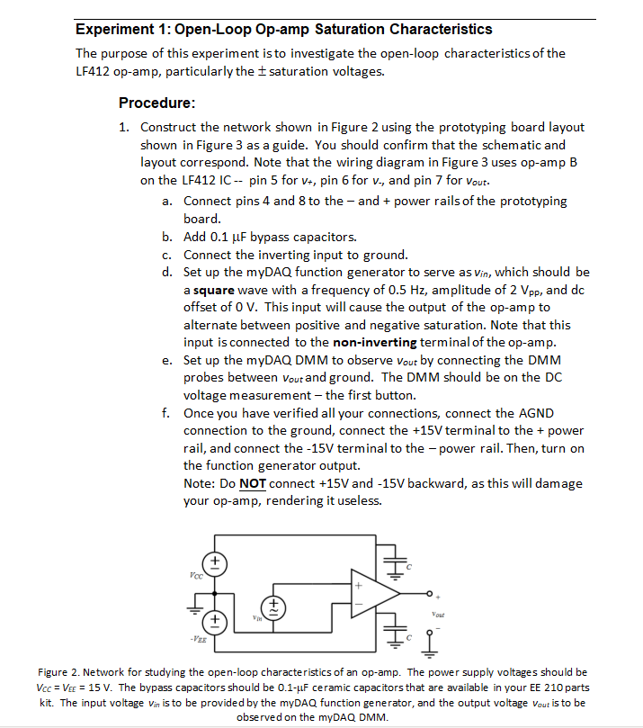 Experiment 1: Open-Loop Op-amp Saturation | Chegg.com
