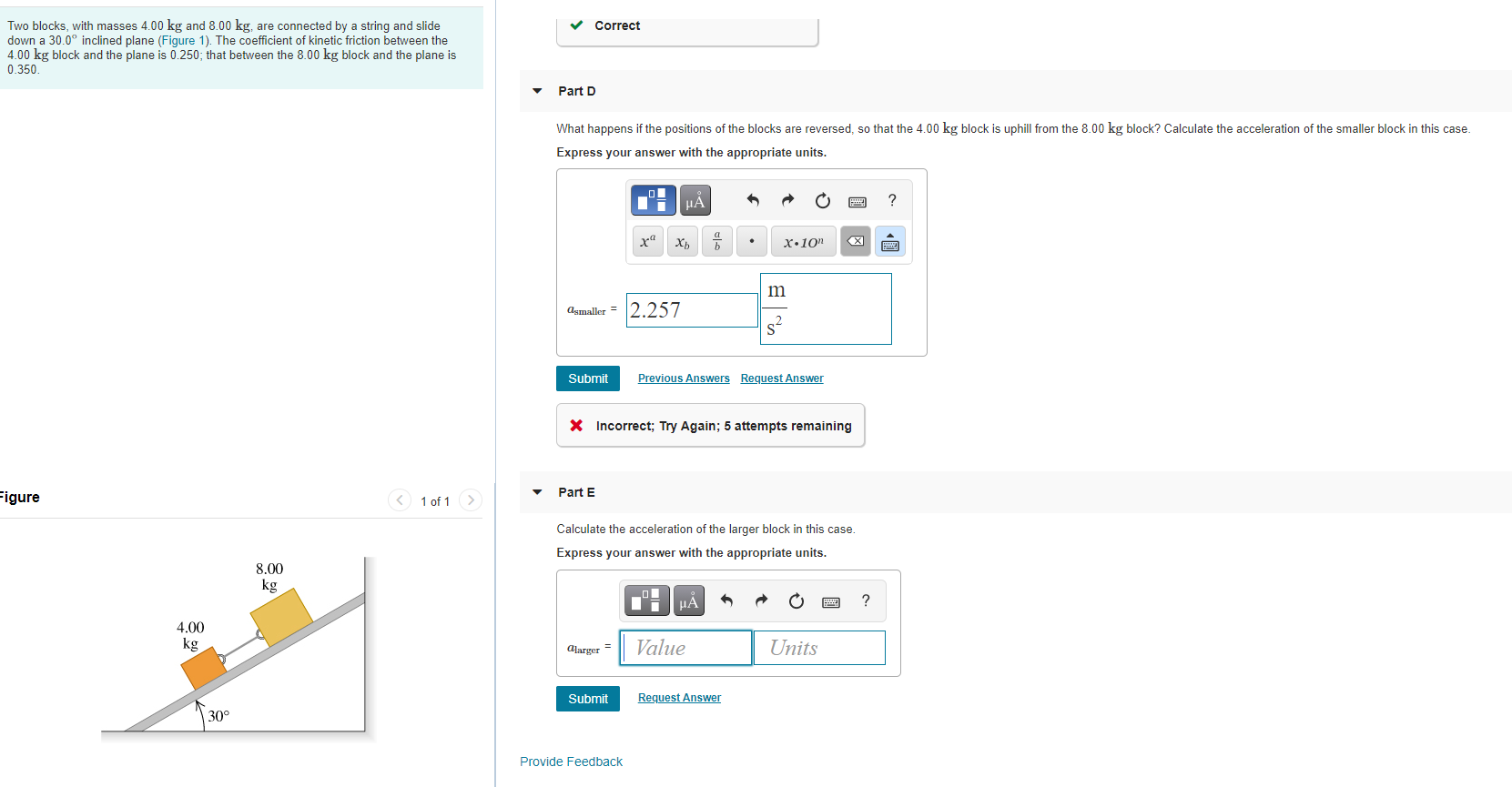 Solved Correct Two blocks, with masses 4.00 kg and 8.00 kg, | Chegg.com