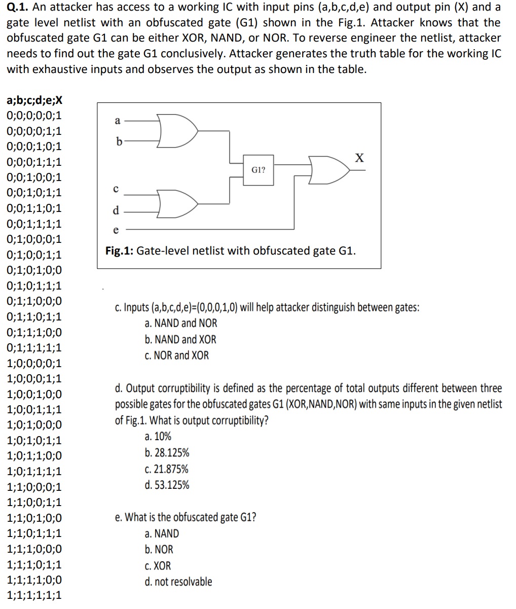 Solved Q.1. ﻿An attacker has access to a working IC with | Chegg.com