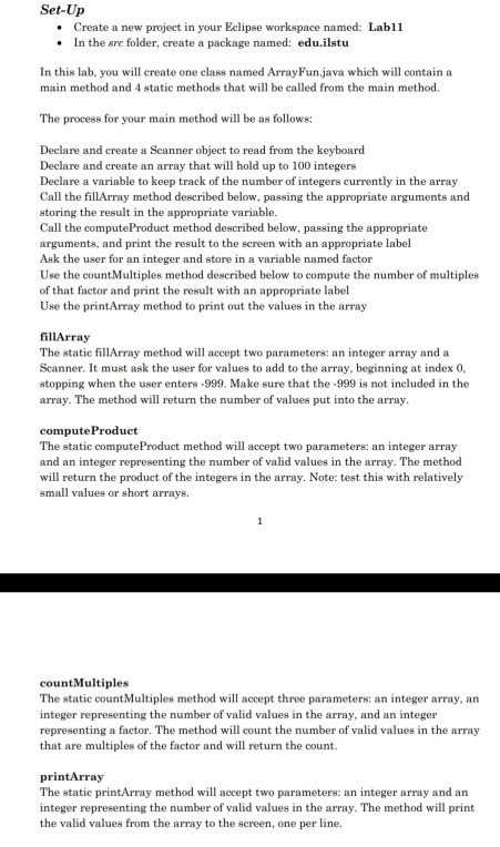 Solved Set-Up .Create a new project in your Eclipse | Chegg.com