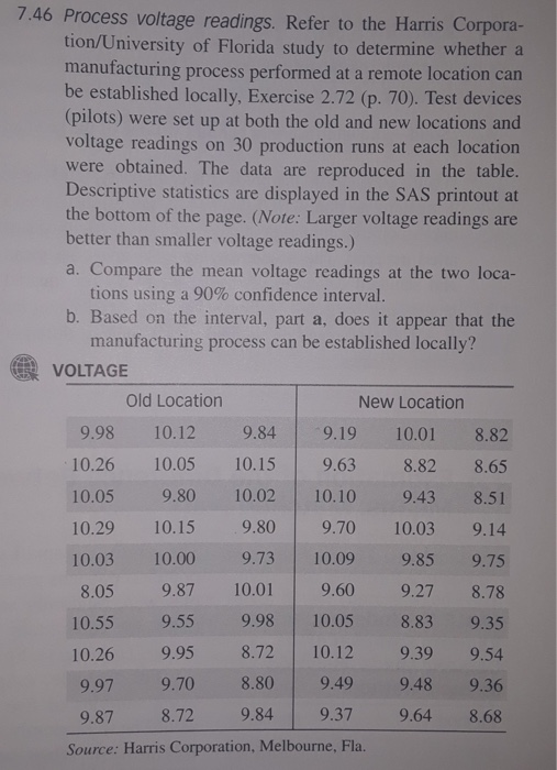Solved 7.46 Process voltage readings. Refer to the Harris | Chegg.com