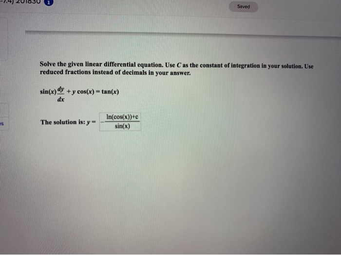 Solved Solve the given linear differential equation. Use C | Chegg.com