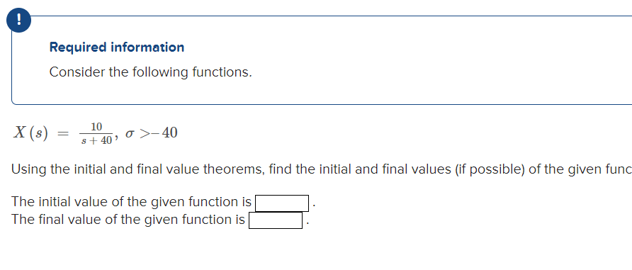 Solved ! Required information Consider the following | Chegg.com