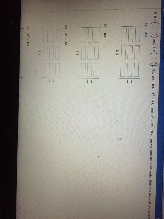 Solved and B= (b) BA (c) A2 AA | Chegg.com