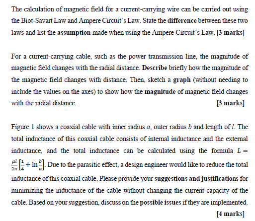 Solved The calculation of magnetic field for a | Chegg.com