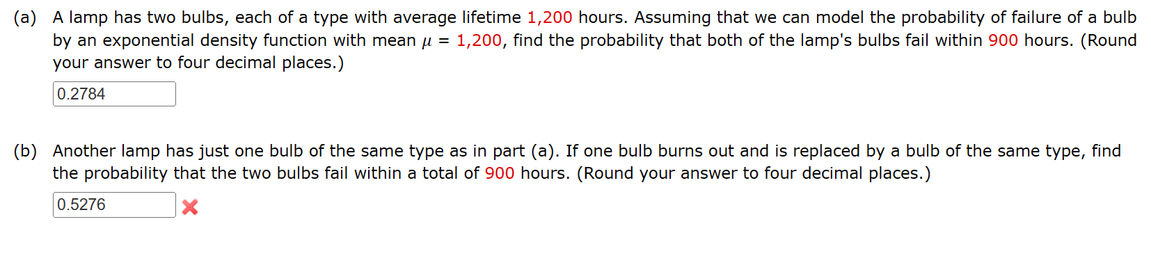 Solved (a) ﻿A lamp has two bulbs, each of a type with | Chegg.com