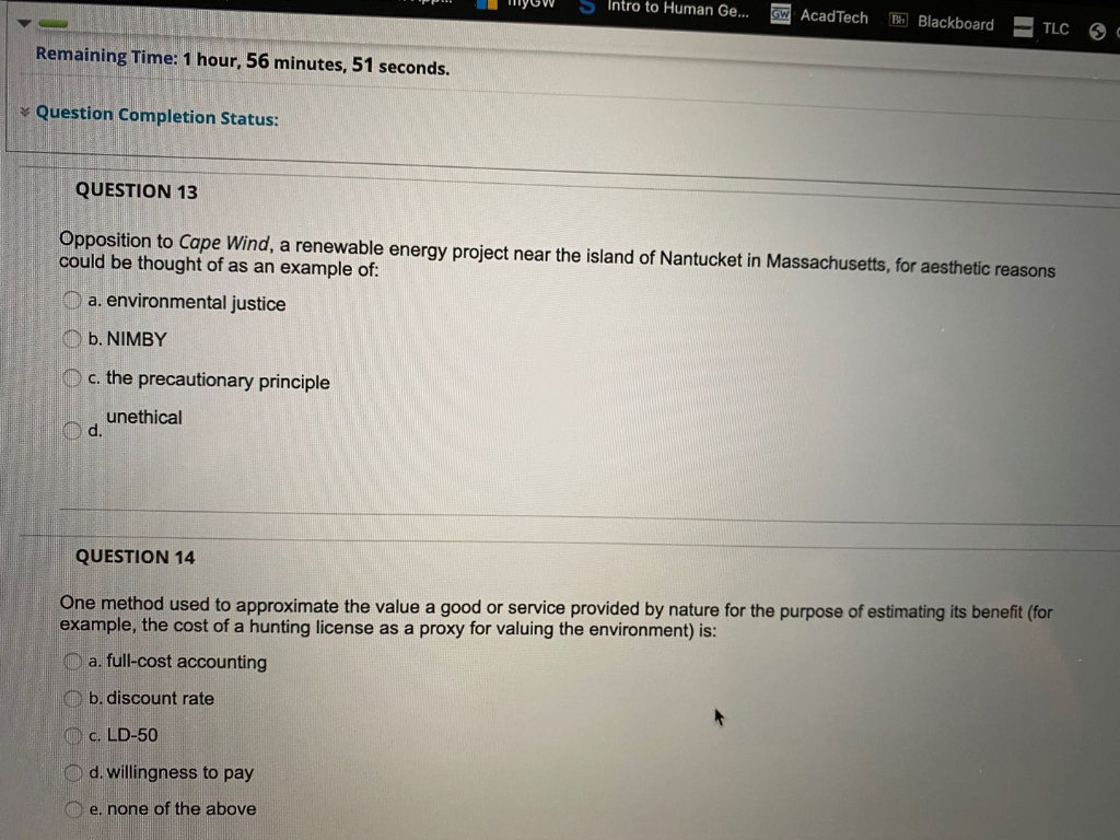 Solved WOWS Intro to Human Ge... W AcadTech Blackboard TLC S | Chegg.com