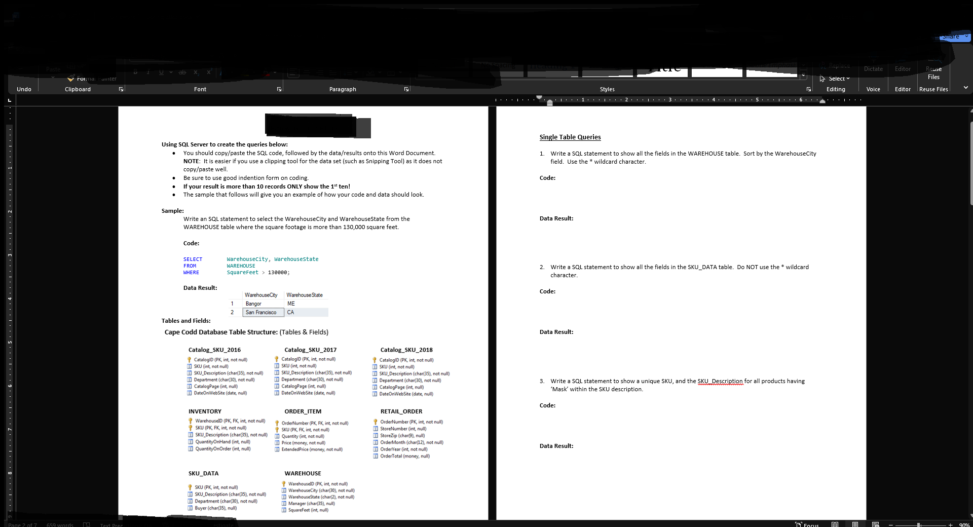 Solved Using SQL Server to create the queries below: Single | Chegg.com