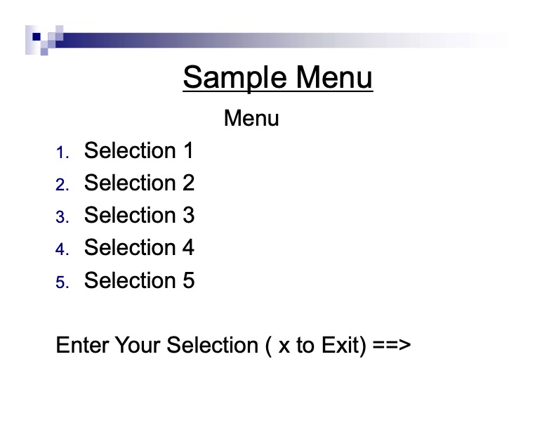 Solved Homework - Final Project (Part 1) - Create a menu | Chegg.com
