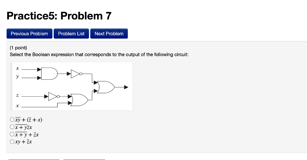 Solved (1 point) Select the Boolean expression that | Chegg.com