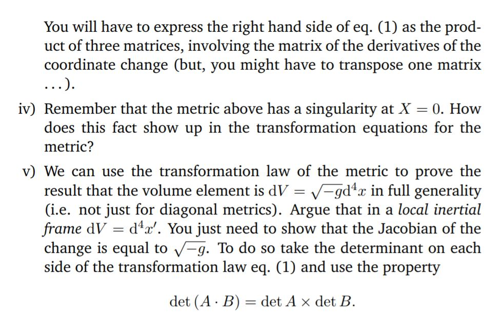 Solved 2. (15 points) Transformation law for the metric. A | Chegg.com