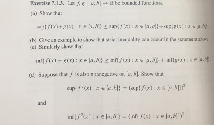 Solved Let f, g: [a, b] rightarrow R be bounded functions. | Chegg.com