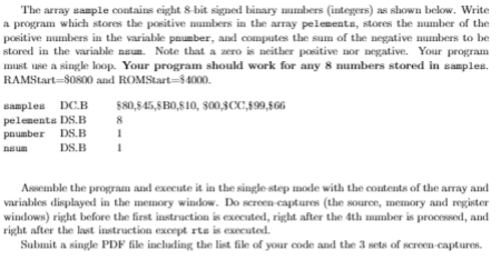 Solved The array sample contains eight 8-bit signed binary | Chegg.com