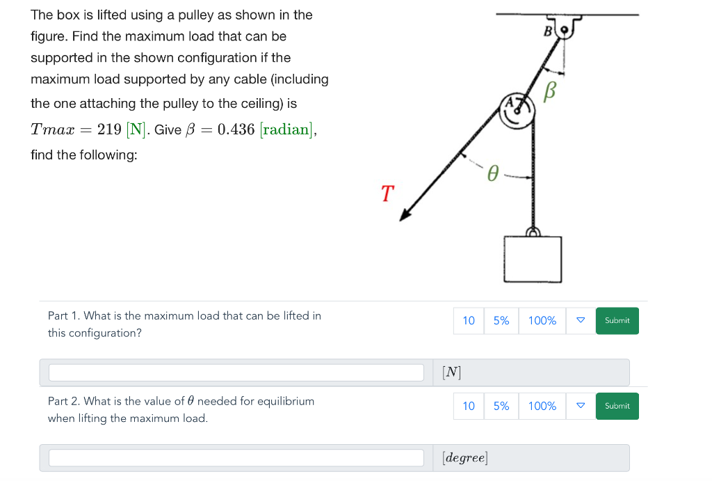 Solved The box is lifted using a pulley as shown in the | Chegg.com