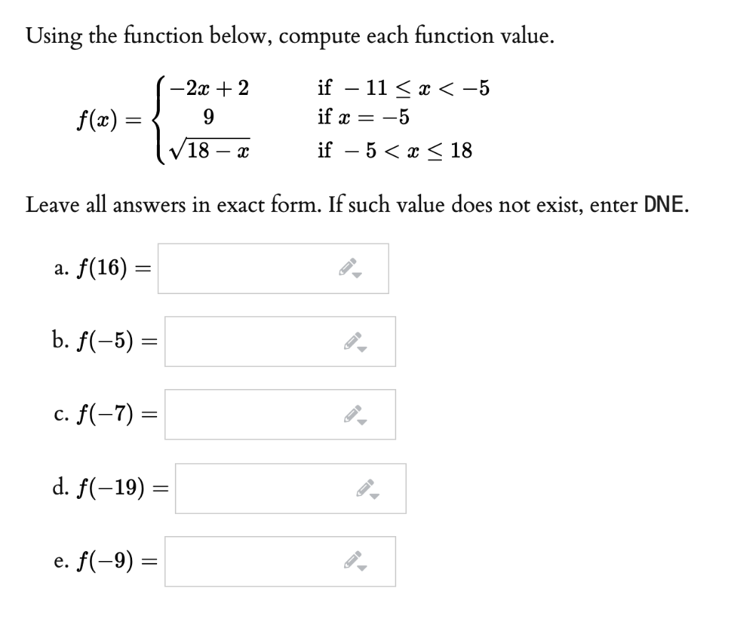 Solved Using the function below, compute each function | Chegg.com