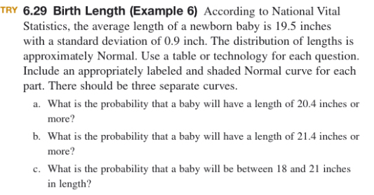 Solved TRY 6.29 ﻿Birth Length (Example 6) ﻿According to | Chegg.com
