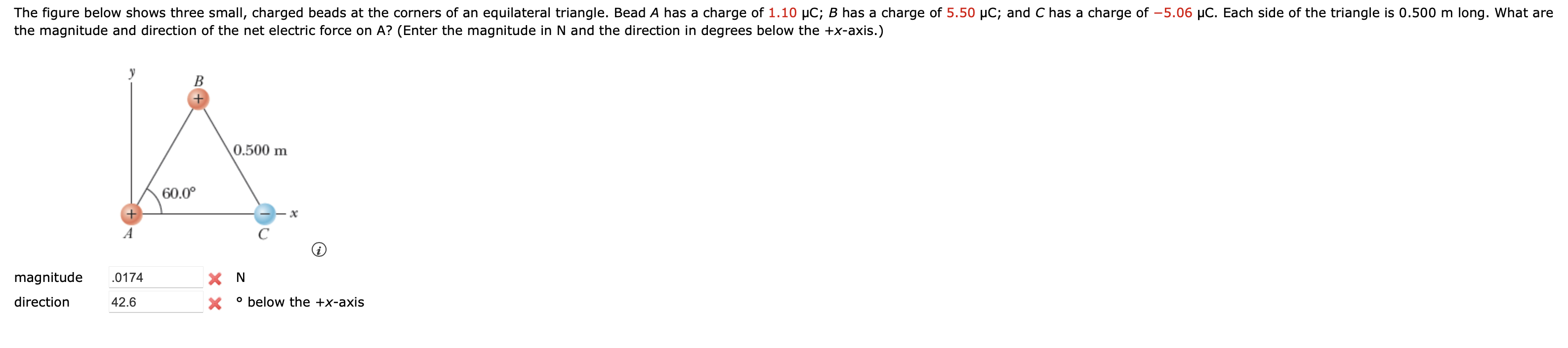 Solved The Magnitude And Direction Of The Net Electric Force
