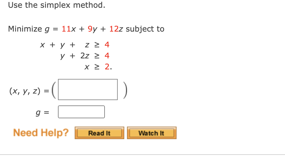 Solved Use the simplex method. Minimize | Chegg.com