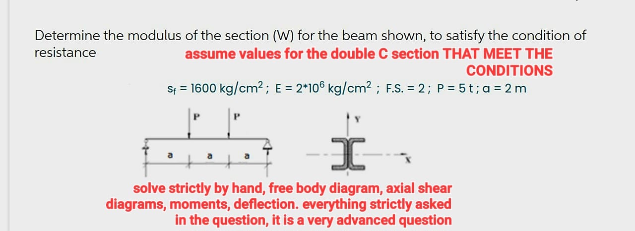 Solved Determine the modulus of the section (W) for the beam | Chegg.com