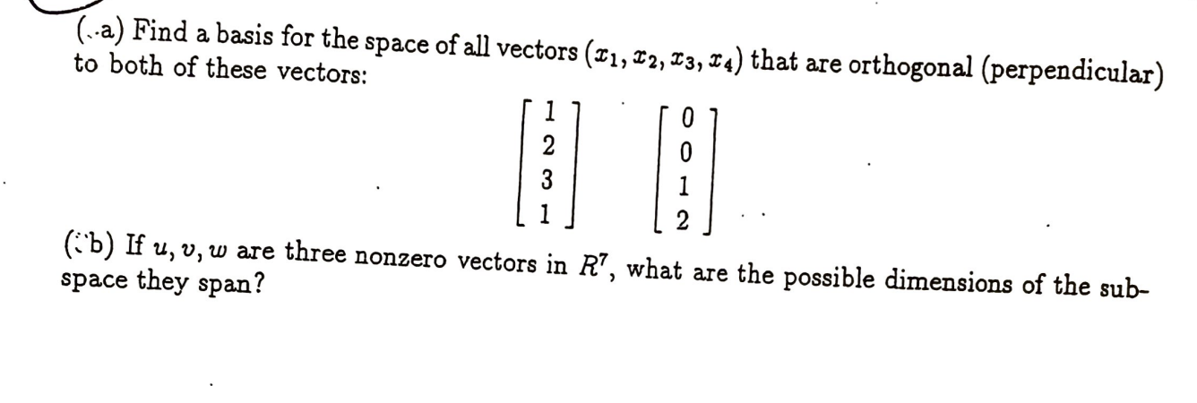 (.a) Find a basis for the space of all vectors | Chegg.com