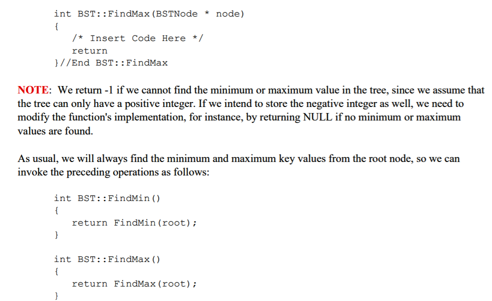 Solved 3.1 Create a BST in C++ Create the files BSTNode.h | Chegg.com