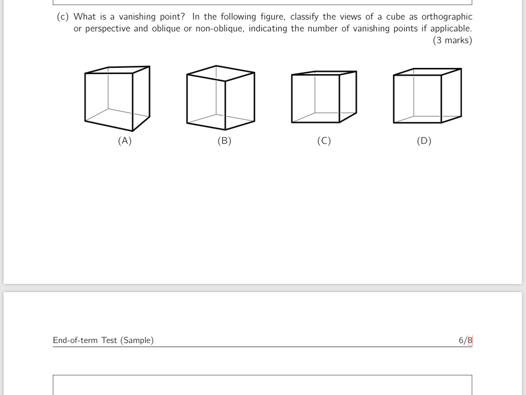 (c) What is a vanishing point? In the following | Chegg.com