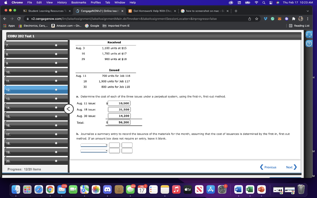 Solved Chrome File Edit View History Bookmarks Profiles Tab | Chegg.com