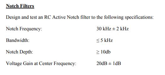 Solved Notch Filters Design and test an RC Active Notch | Chegg.com