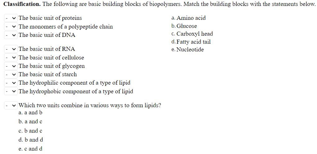 Solved Classification. The following are basic building | Chegg.com