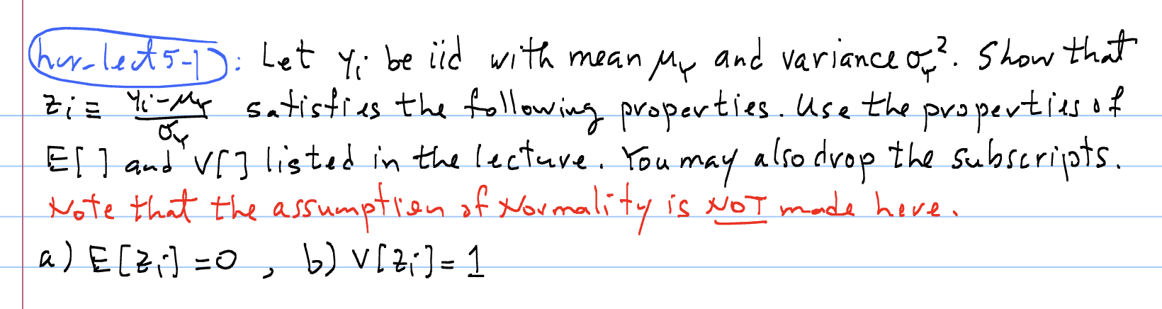 Solved her-lect 5-1): Let yi ﻿be iid with mean μY ﻿and | Chegg.com