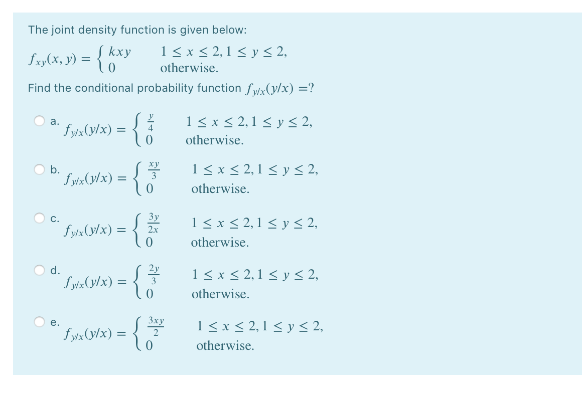 Solved The joint density function is given below: 1