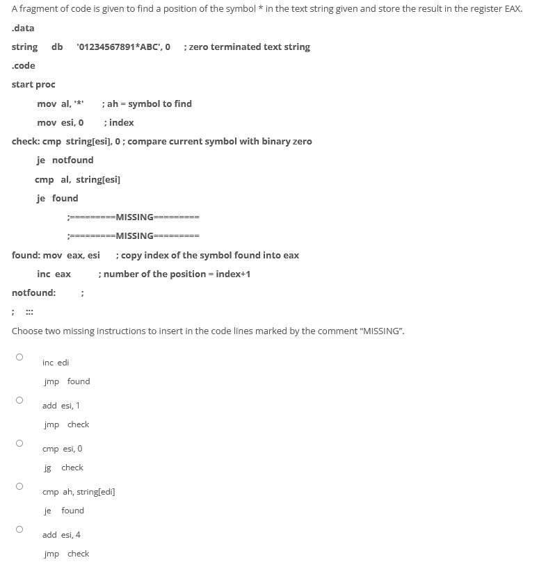 Solved *** A fragment of code is given to find a position of | Chegg.com