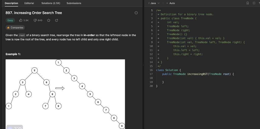 Solved Input: root =[5,3,6,2,4,null,8,1,null,null,null,7,9] | Chegg.com
