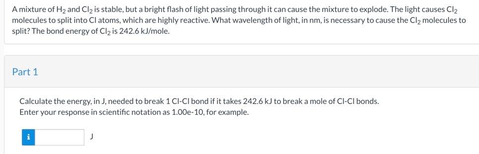 Solved A mixture of H2 and Cl2 is stable, but a bright flash | Chegg.com