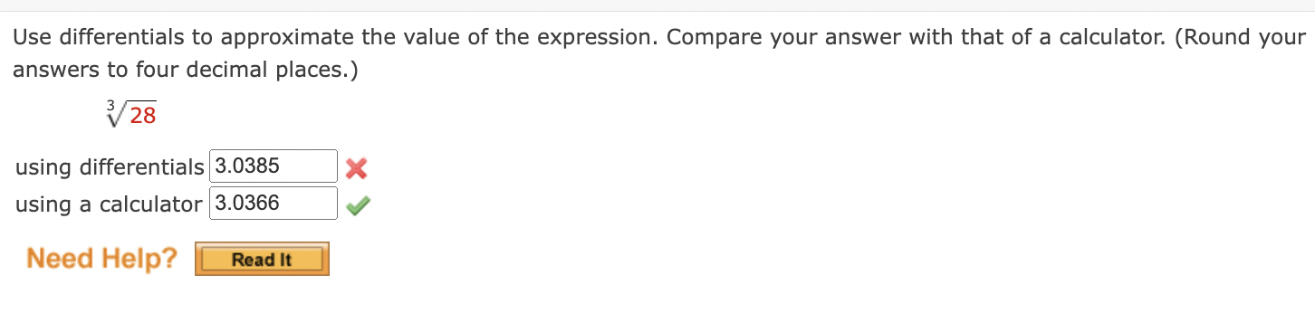 Solved Use differentials to approximate the value of the | Chegg.com