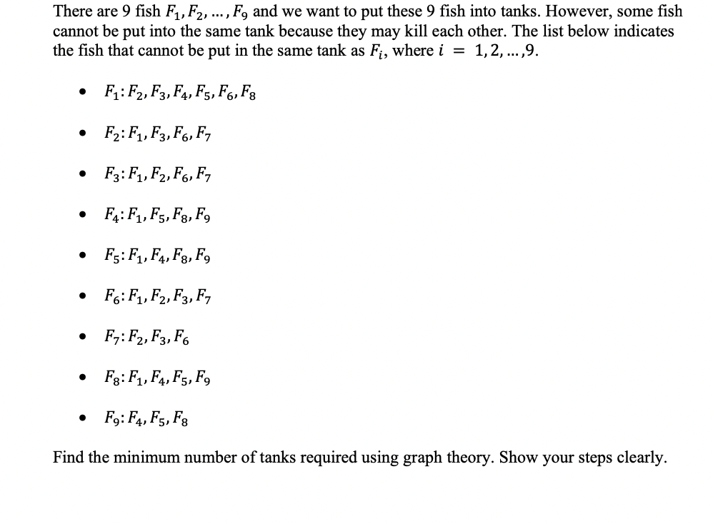 Solved There are 9 fish F1,F2,…,F9 and we want to put these | Chegg.com