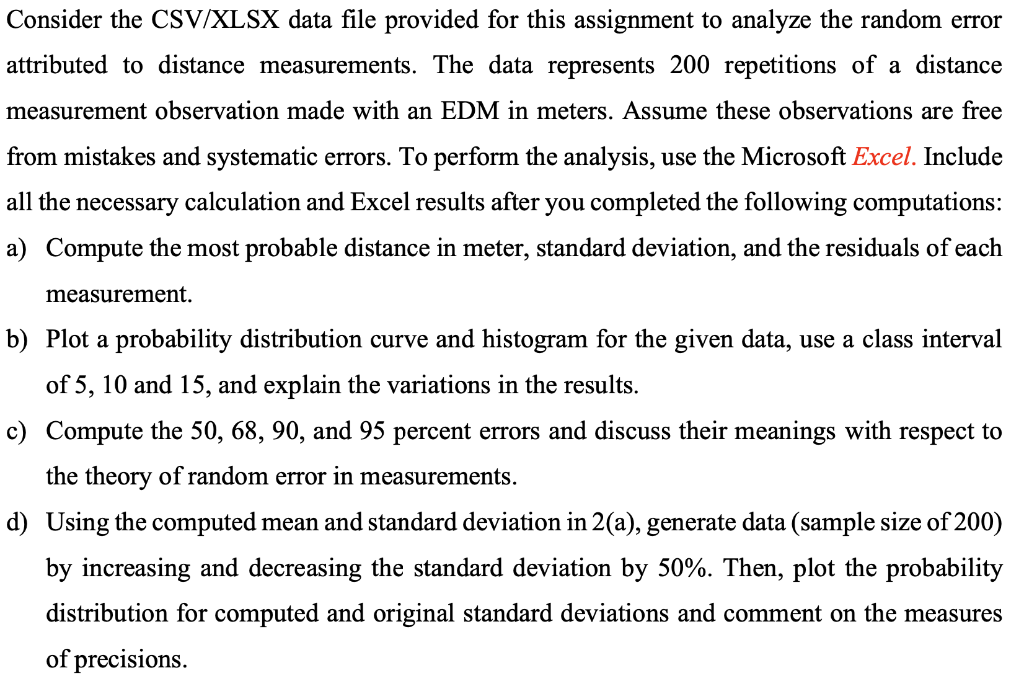 Solved Consider the CSV/XLSX data file provided for this | Chegg.com