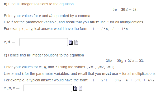 Solved b) Find all integer solutions to the equation 9c-20 d | Chegg.com