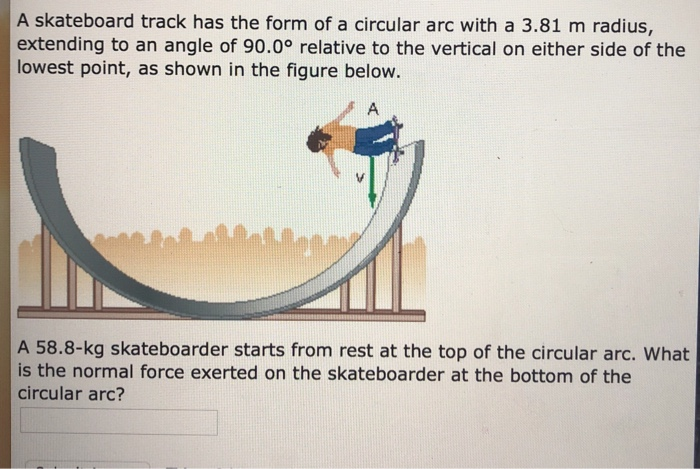 Solved A skateboard track has the form of a circular arc | Chegg.com